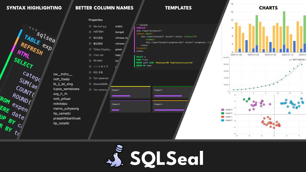 SQLSeal's new features - syntax highlighting, templates, charts and ...